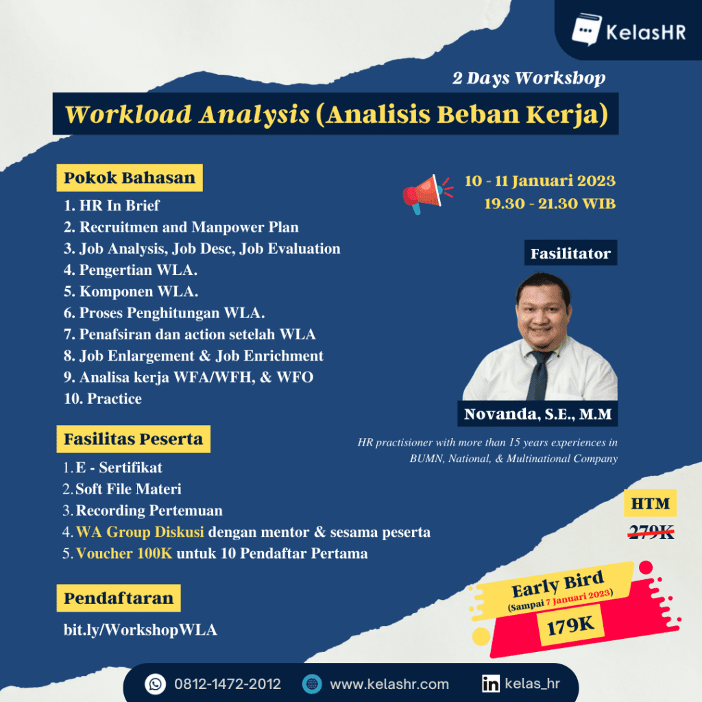 2 days Workshop: Workload Analysis (Analisis Beban Kerja) - Kelas HR 2 days Workshop: Workload Analysis (Analisis Beban Kerja) - Kelas HR