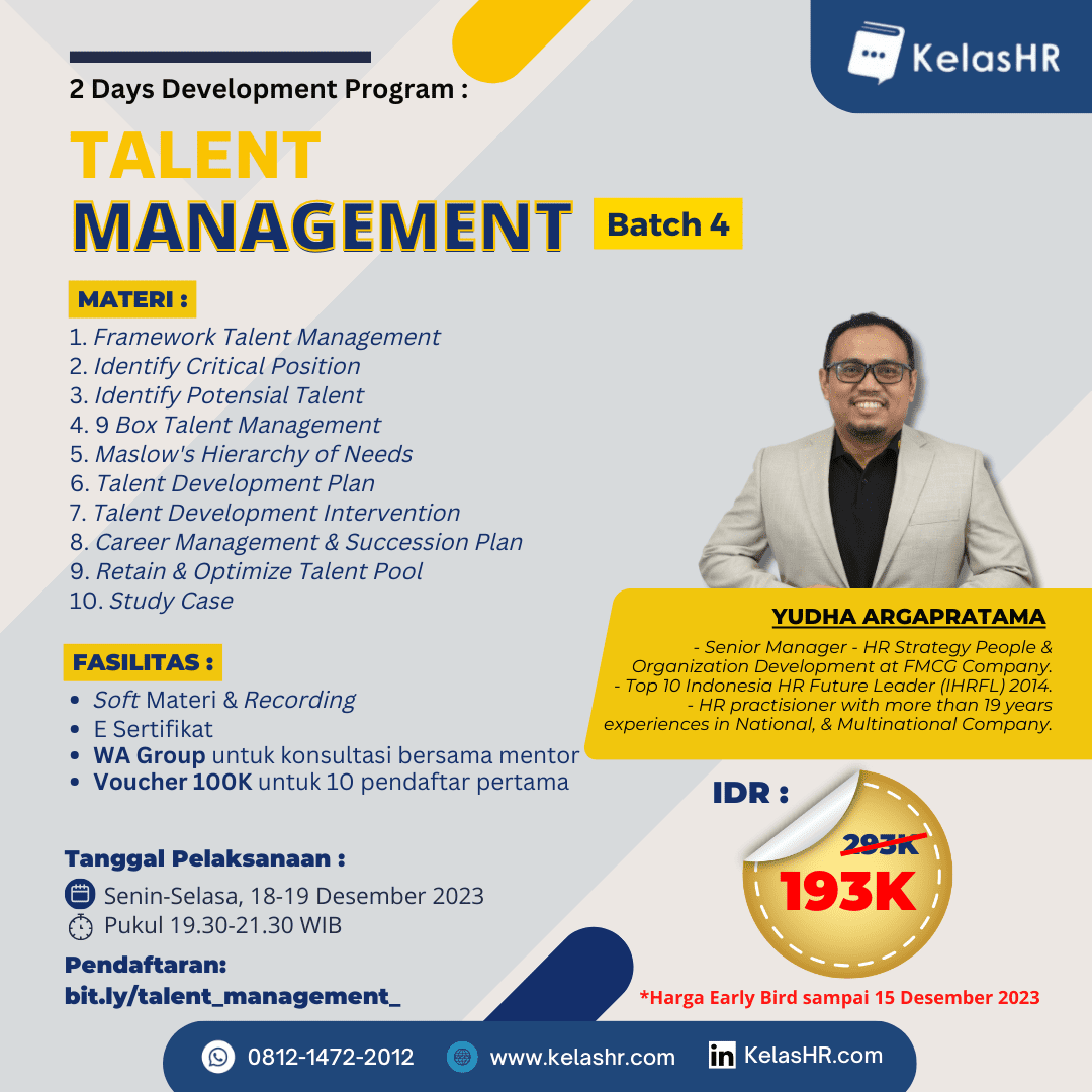 2 DAYS DEVELOPMENT PROGRAM TALENT MANAGEMENT - KelasHR