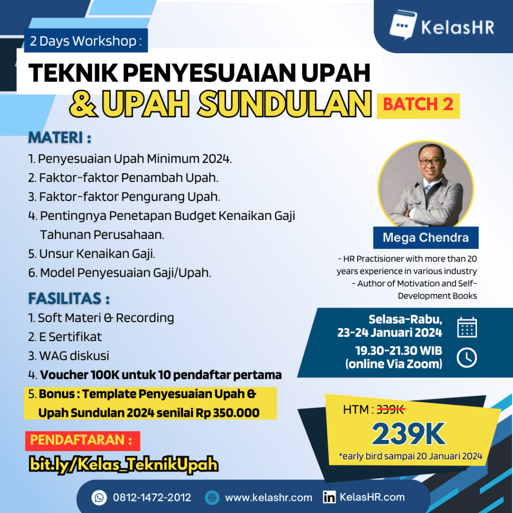 2 Days Workshop: TEKNIK PENYESUAIAN UPAH & UPAH SUNDULAN - Kelas HR