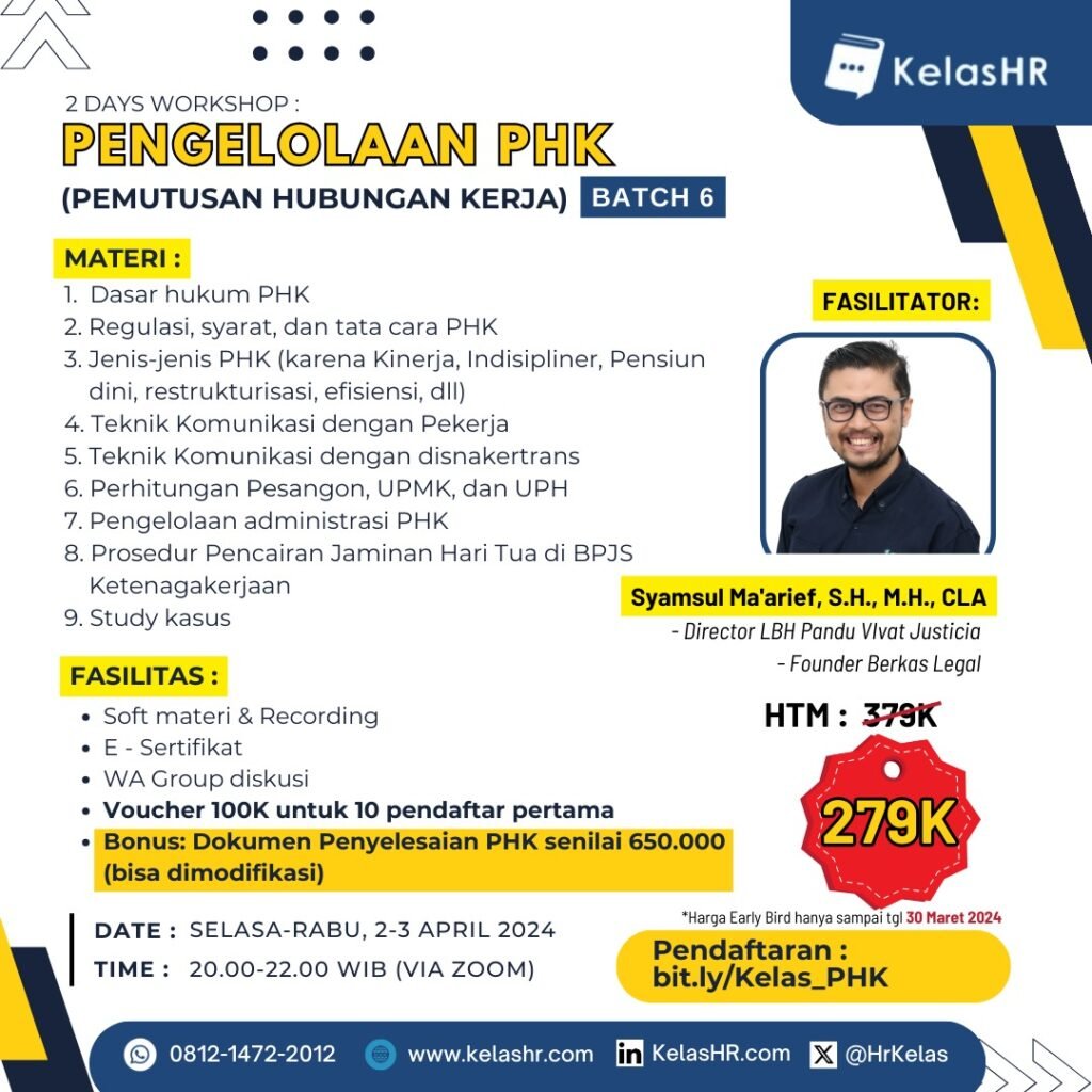 2 Days Workshop Pengelolaan PHK - Kelas HR