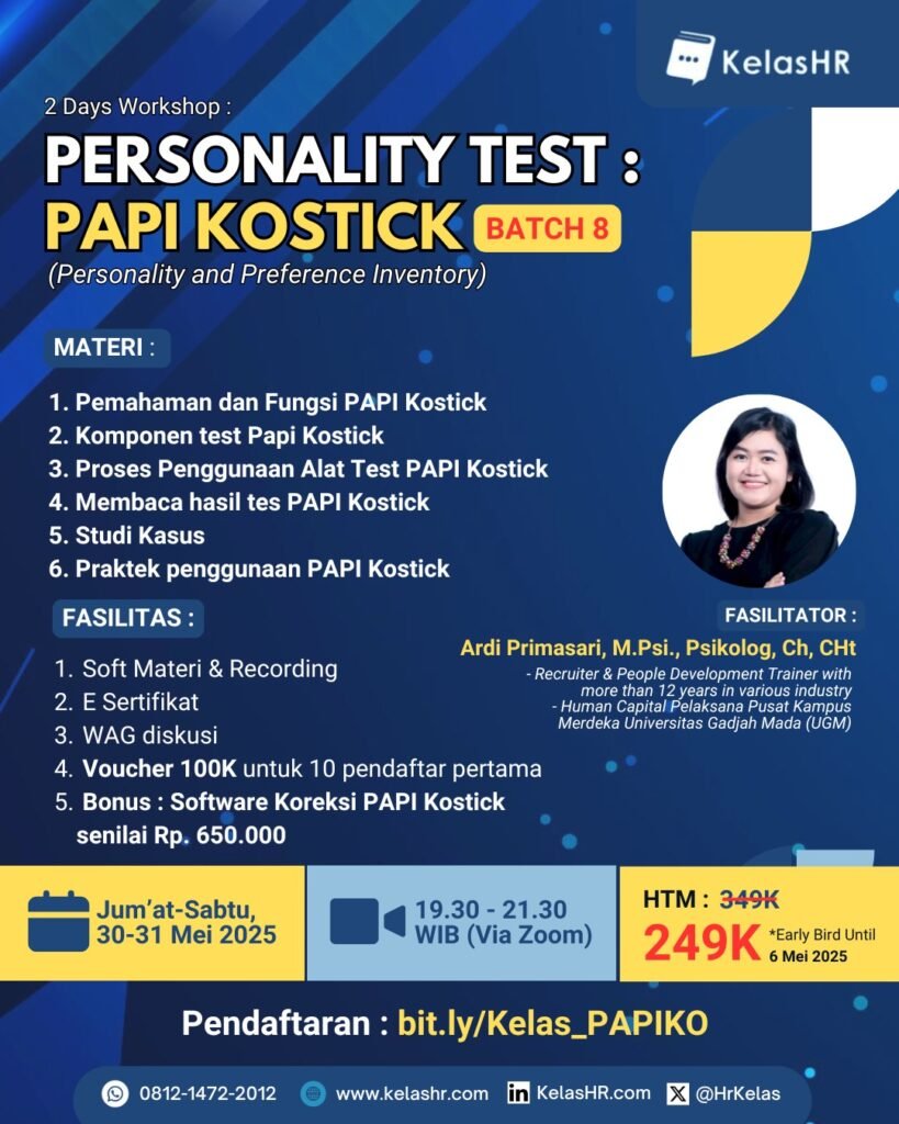 2 DAYS WORKSHOP PERSONALITY TEST PAPIKOSTICK - Kelas HR