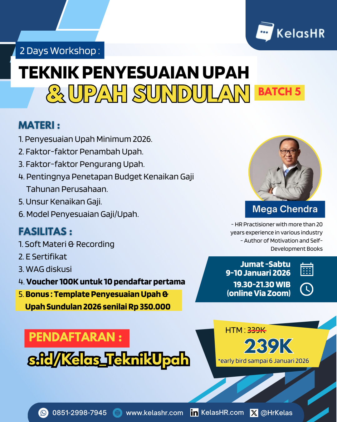 2 Days Workshop: TEKNIK PENYESUAIAN UPAH & UPAH SUNDULAN - Kelas HR