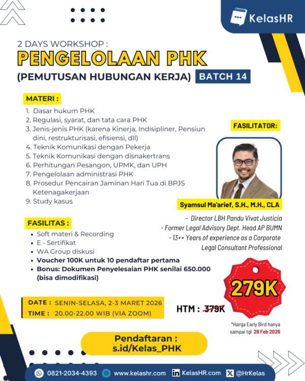 2 Days Workshop Pengelolaan PHK - Kelas HR